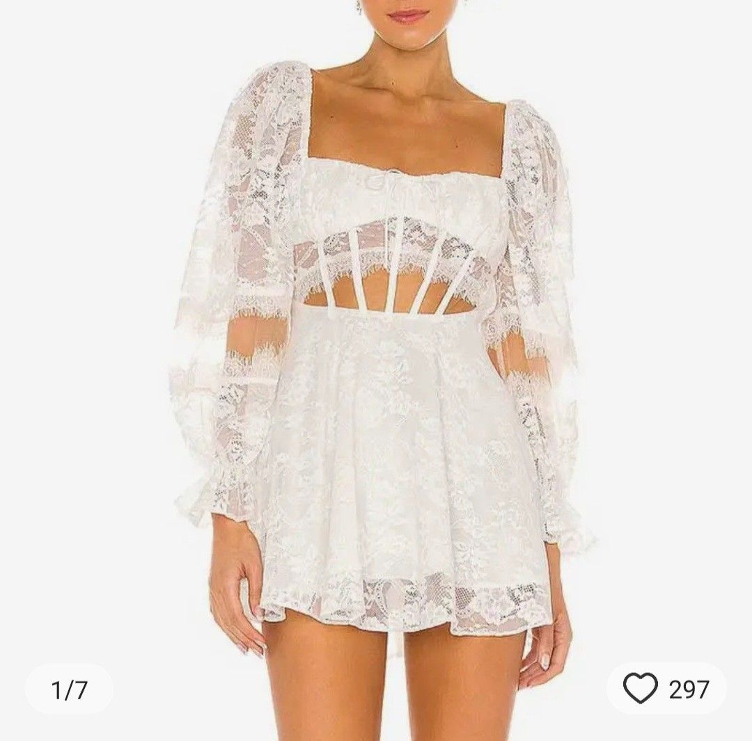 White lace corset style mini dress, Women's Fashion, Dresses & Sets ...