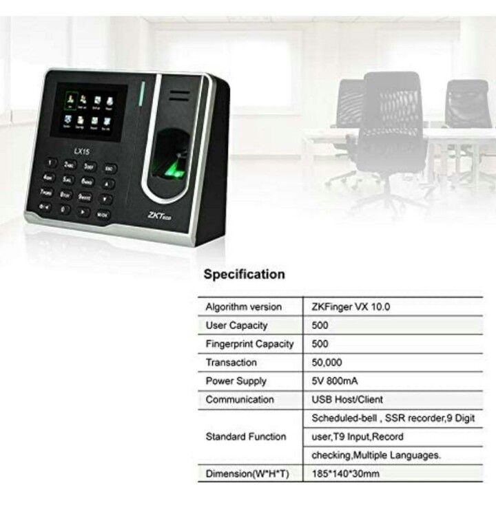 ZKTeco Biometric Fingerprint Time and Attendance Device, Computers & Tech, Office & Business ...
