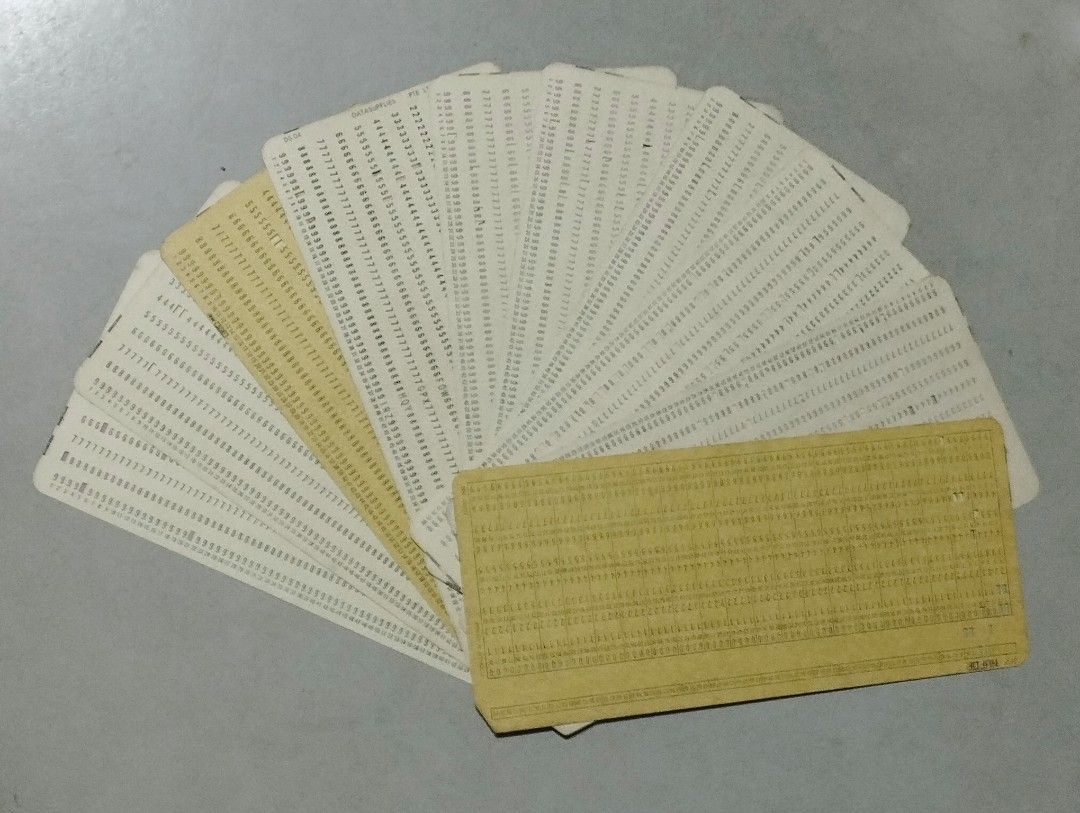 10x VINTAGE MAINFRAME COMPUTER Perforated PUNCH CARDS. IBM 80-column ...