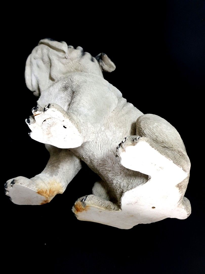 28cm Ceramic clay polymer bull dog garden statue sculpture figurine ...