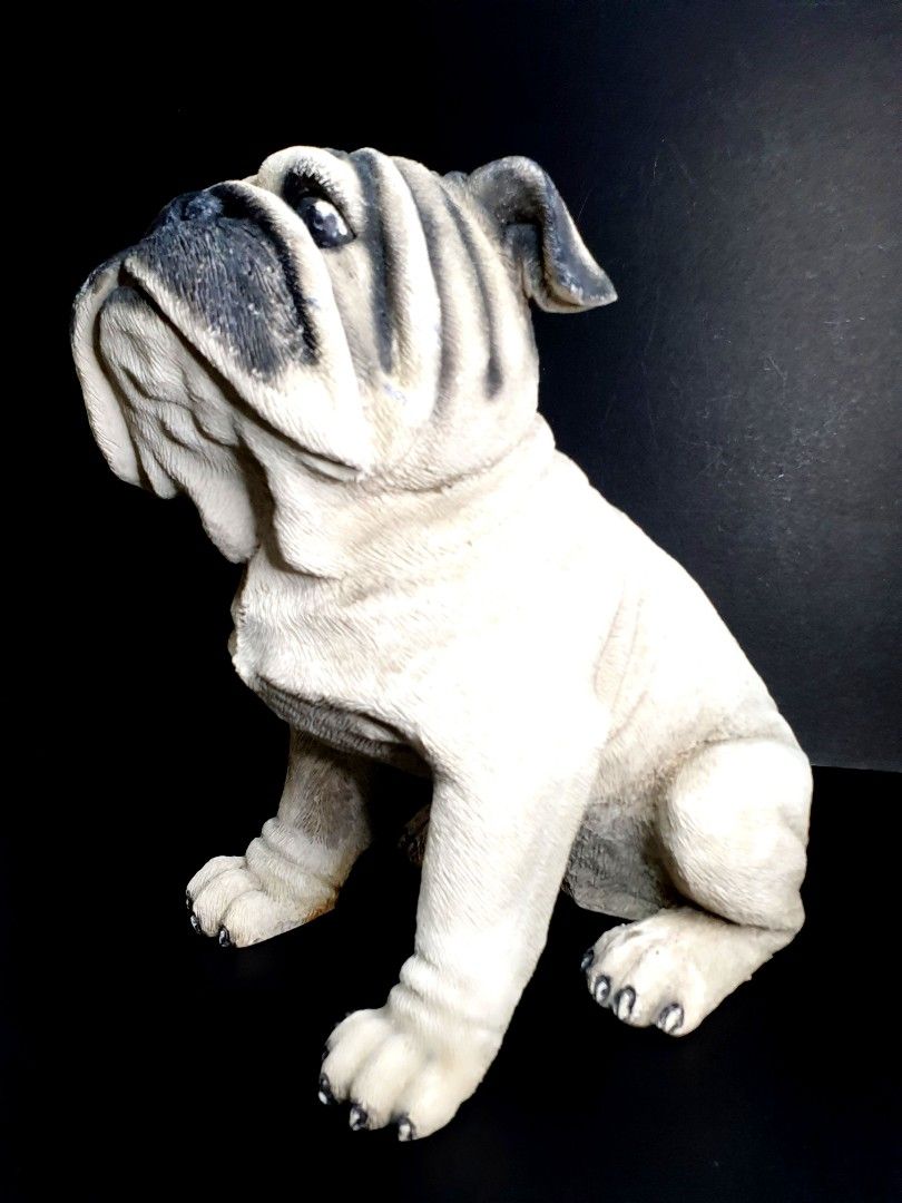 28cm Ceramic clay polymer bull dog garden statue sculpture figurine ...