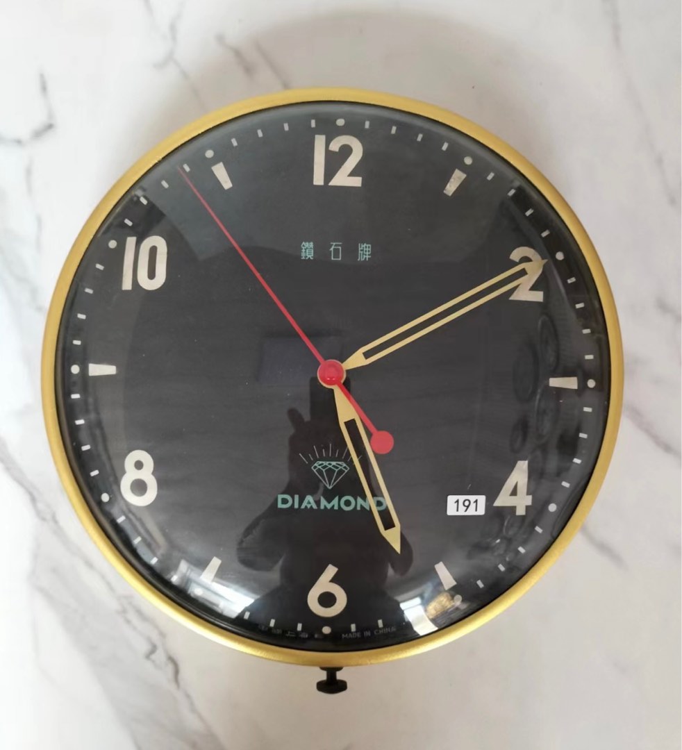 32 cm black paper face diamond clock, Furniture & Home Living, Home ...