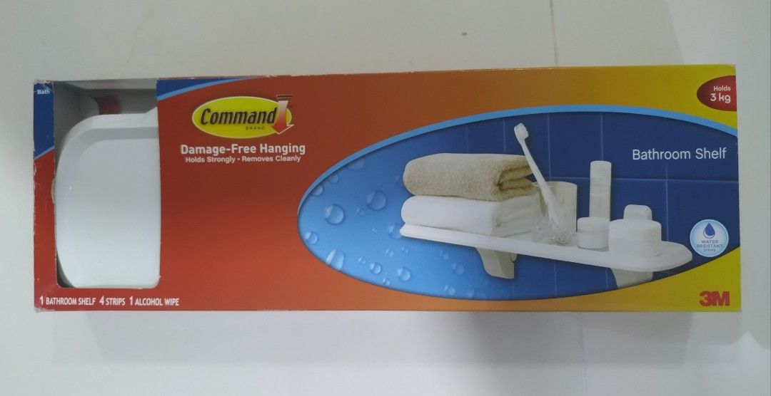 3M Command Bathroom Plate Shelf, Hold up to 3kg, Furniture & Home ...