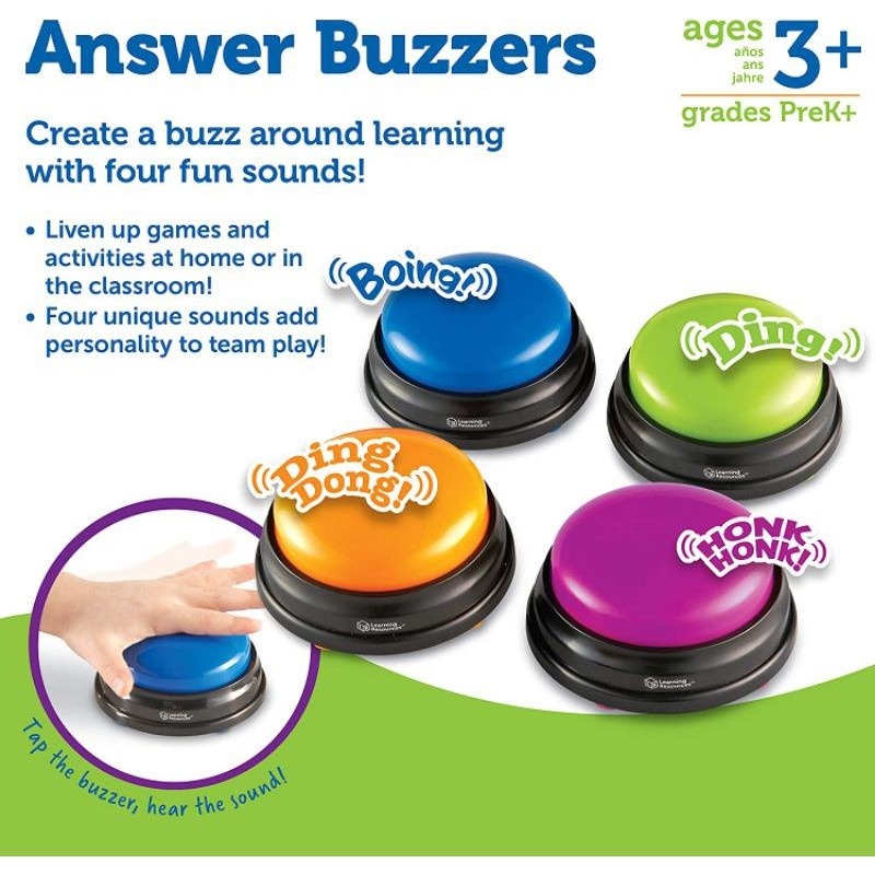 4 pcs Learning Resources Answer Buzzer Game Show and Classroom Buzzers ...
