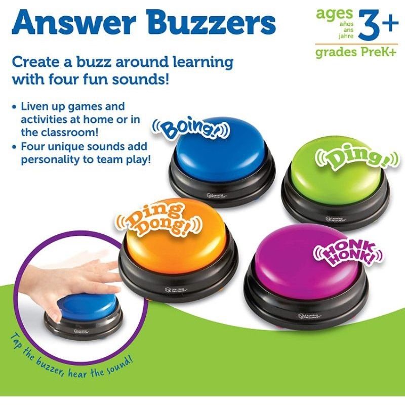4 pcs Learning Resources Answer Buzzer Game Show and Classroom Buzzers ...
