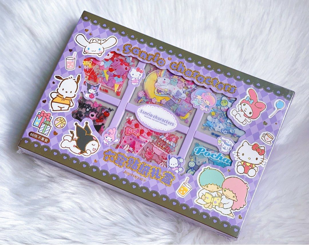 (60 Sheets) Sanrio Characters PVC Waterproof Stickers Gift Box Set ...