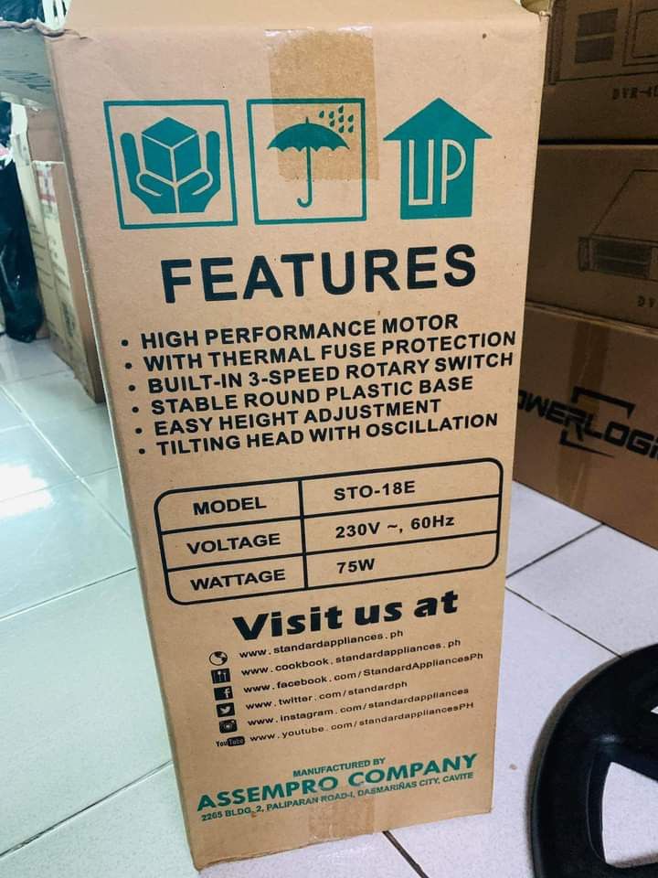 " Standard 18"" Electric Stand Fan Metal Blade STO-18E", Furniture & Home Living, Lighting ...