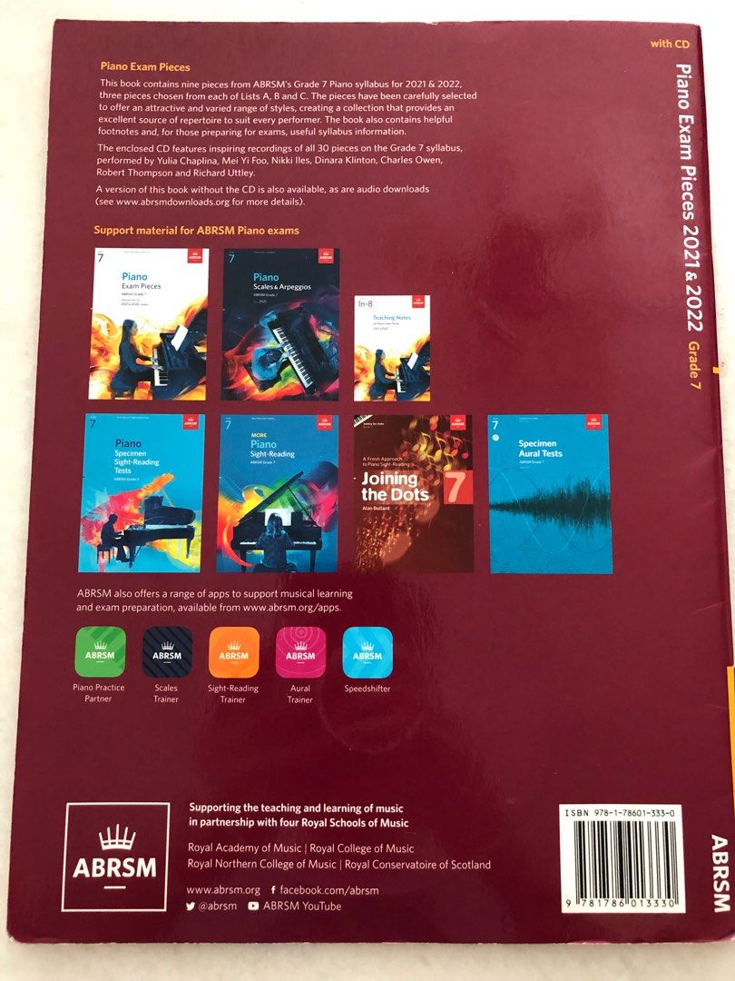 ABRSM piano grade 7 exam pieces 2021-2022, Hobbies & Toys, Music ...