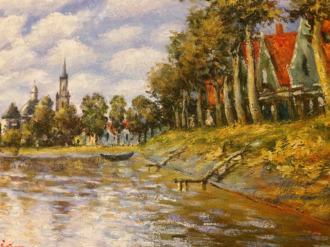 Antique Big Oil Painting Monet Lakeside In Louve Paris 1871”, Hobbies ...