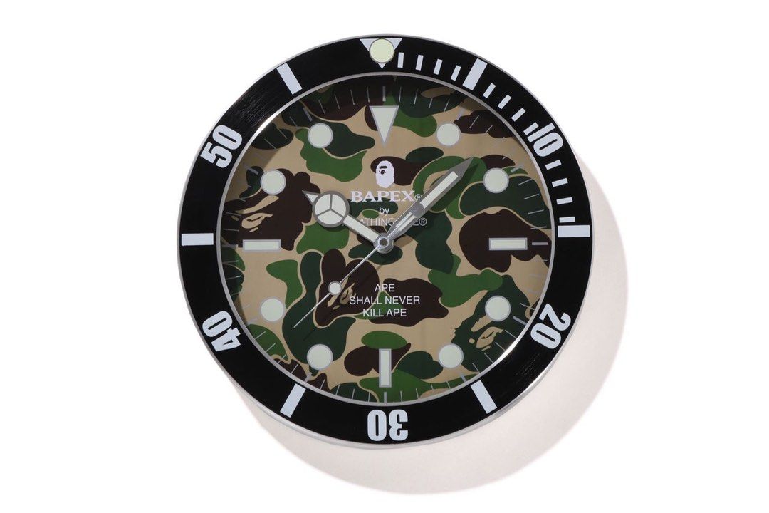 BAPE ABC CAMO BAPEX WALL CLOCK, Furniture & Home Living, Home Decor ...