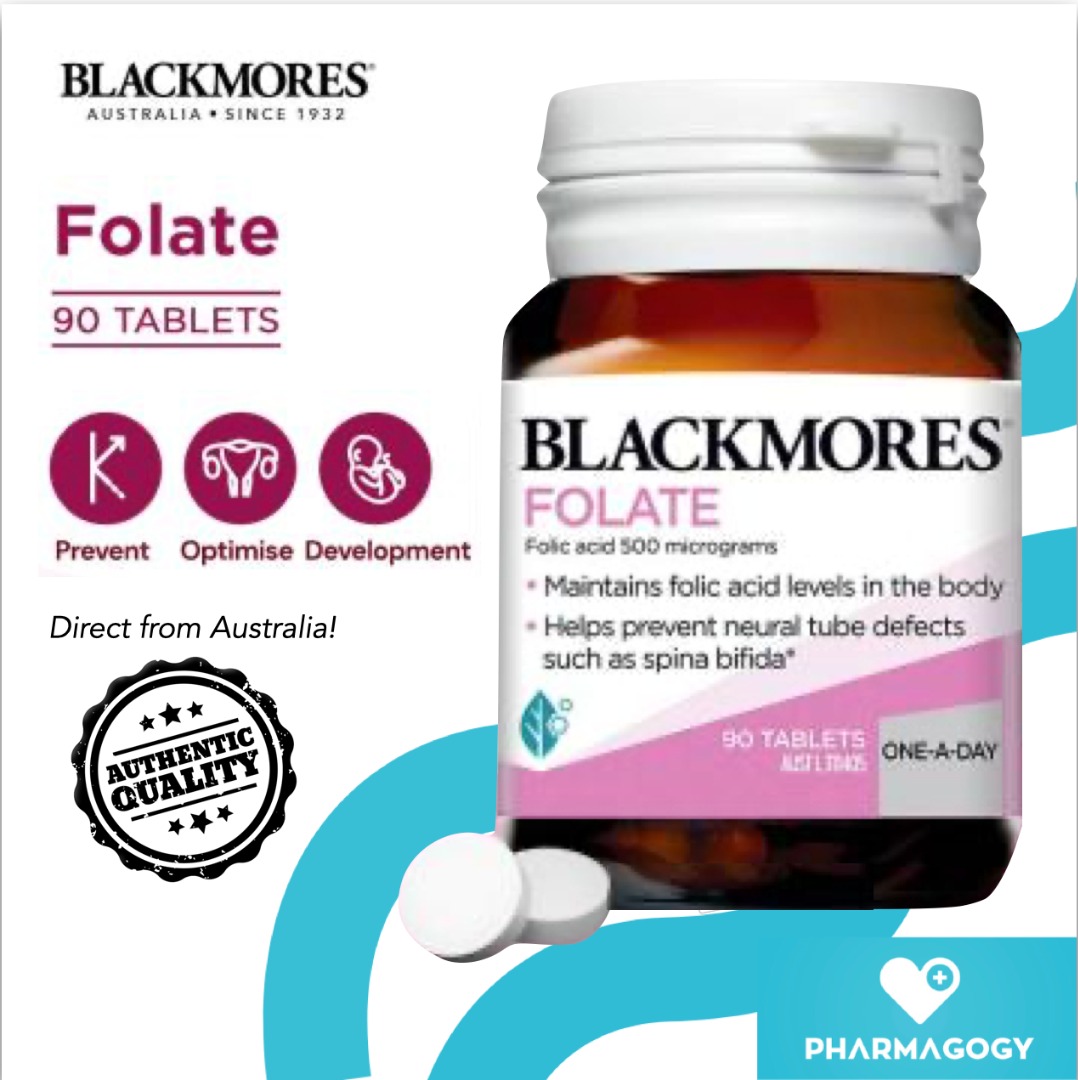 Blackmores Folate 90s Tablets - Contains 500mg Folic Acid for ...