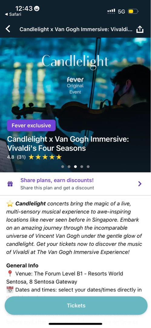 Candlelight x Van Gogh Tickets for 2 (zone B), Tickets & Vouchers ...