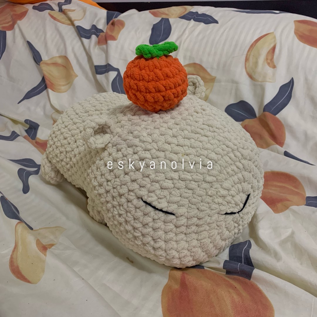 Capybara with Tangerine Handmade Crochet Stuffed Toy, Hobbies & Toys ...