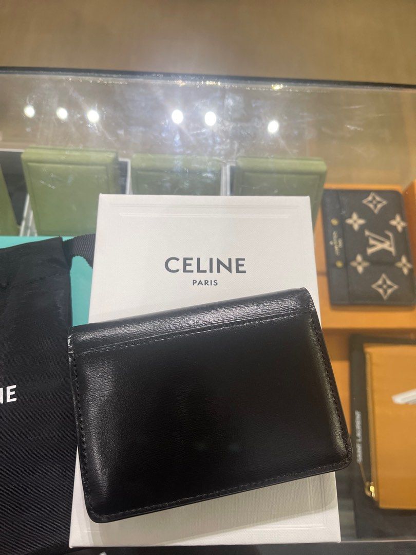 Celine Triomphe Card Holder Flap Shiny Calfskin on Carousell