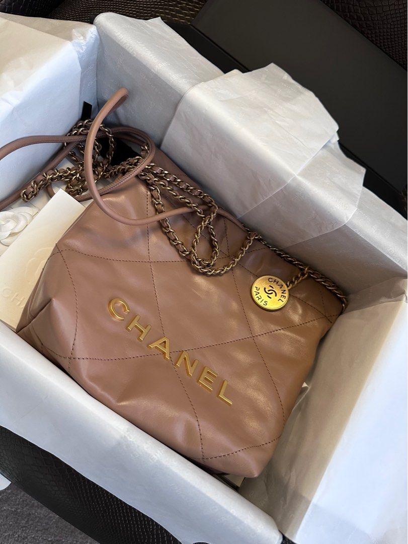 Chanel 22 mini dark beige, Luxury, Bags & Wallets on Carousell
