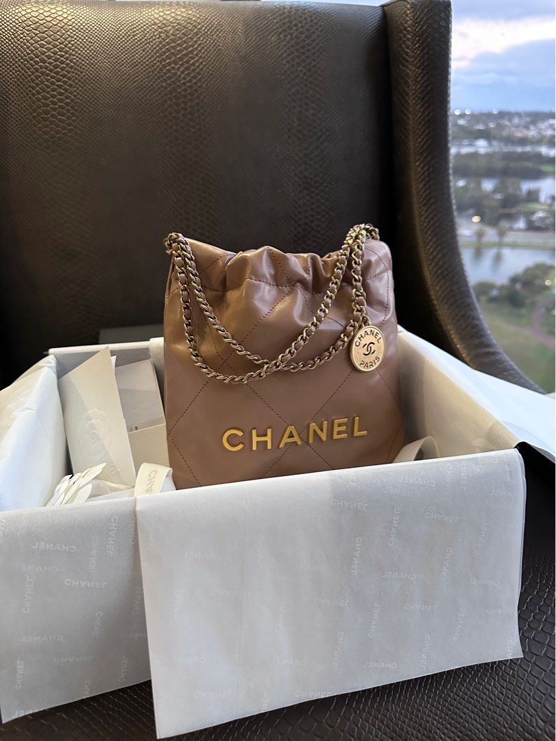 Chanel 22 mini dark beige, Luxury, Bags & Wallets on Carousell
