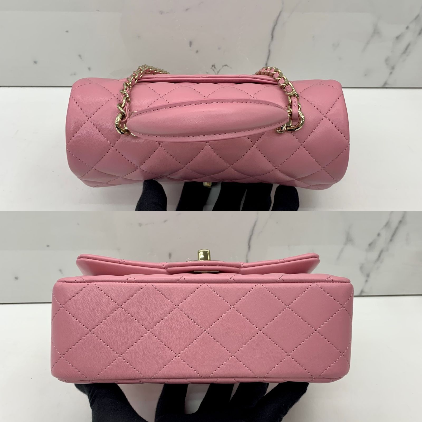 CHANEL AS2431 LAMBSKIN TOP HANDLE PINK RFID SHOULDER BAG 237022394 WE ...