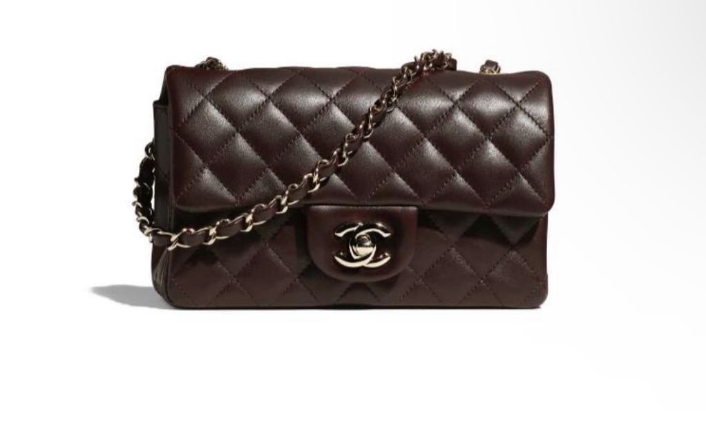Rare! Chanel Classic Flap Mini Dark Brown with champagne gold HW ...