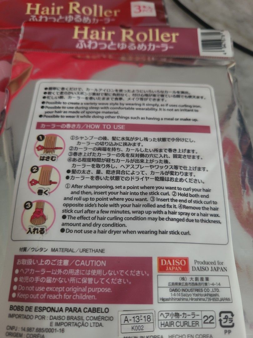 Daiso 3pcs Hair Roller Hair Curler, Beauty & Personal Care, Hair on ...