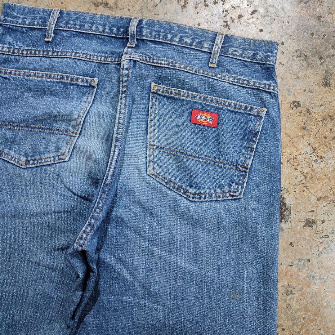 DICKIES RED PATCH LIGHT WASHED CLASSIC DENIM PANTS on Carousell