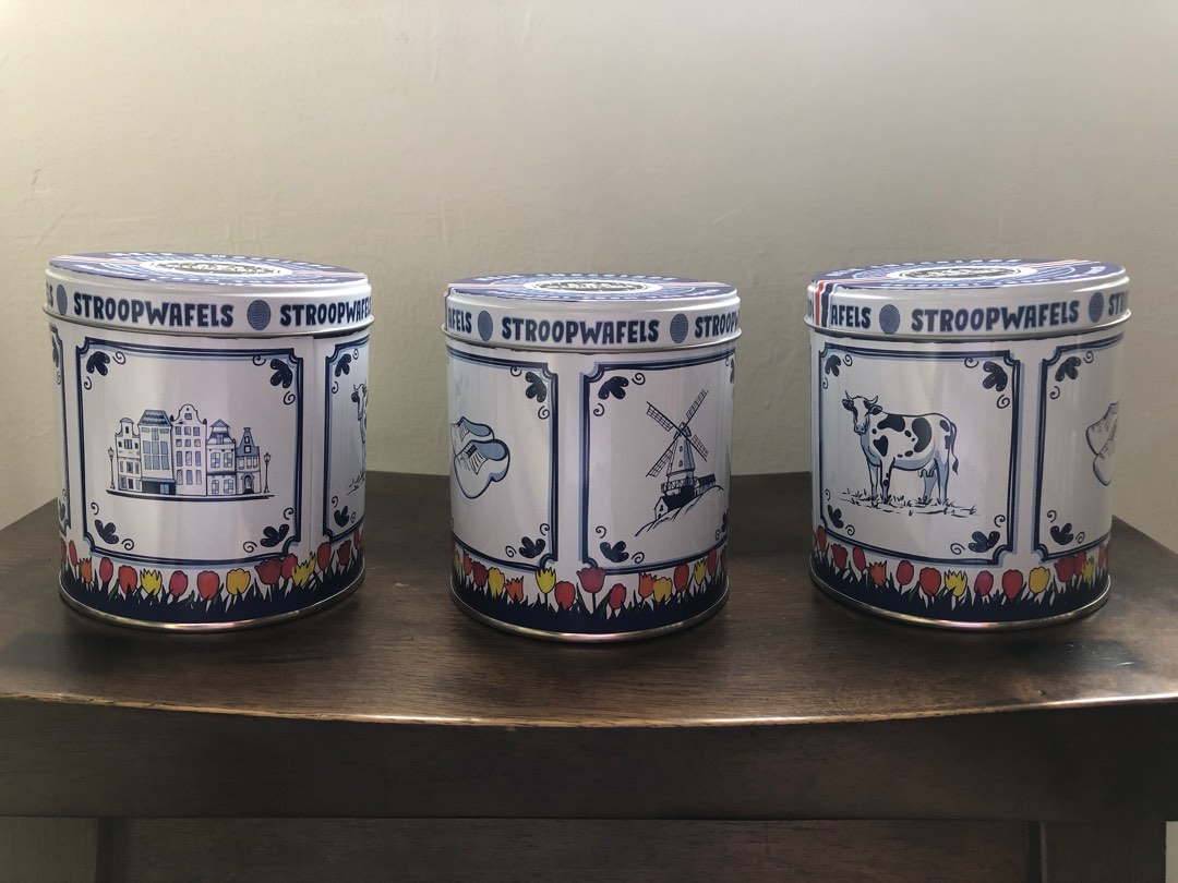 Dutch tin cans with lids - set of 3, Furniture & Home Living, Home ...