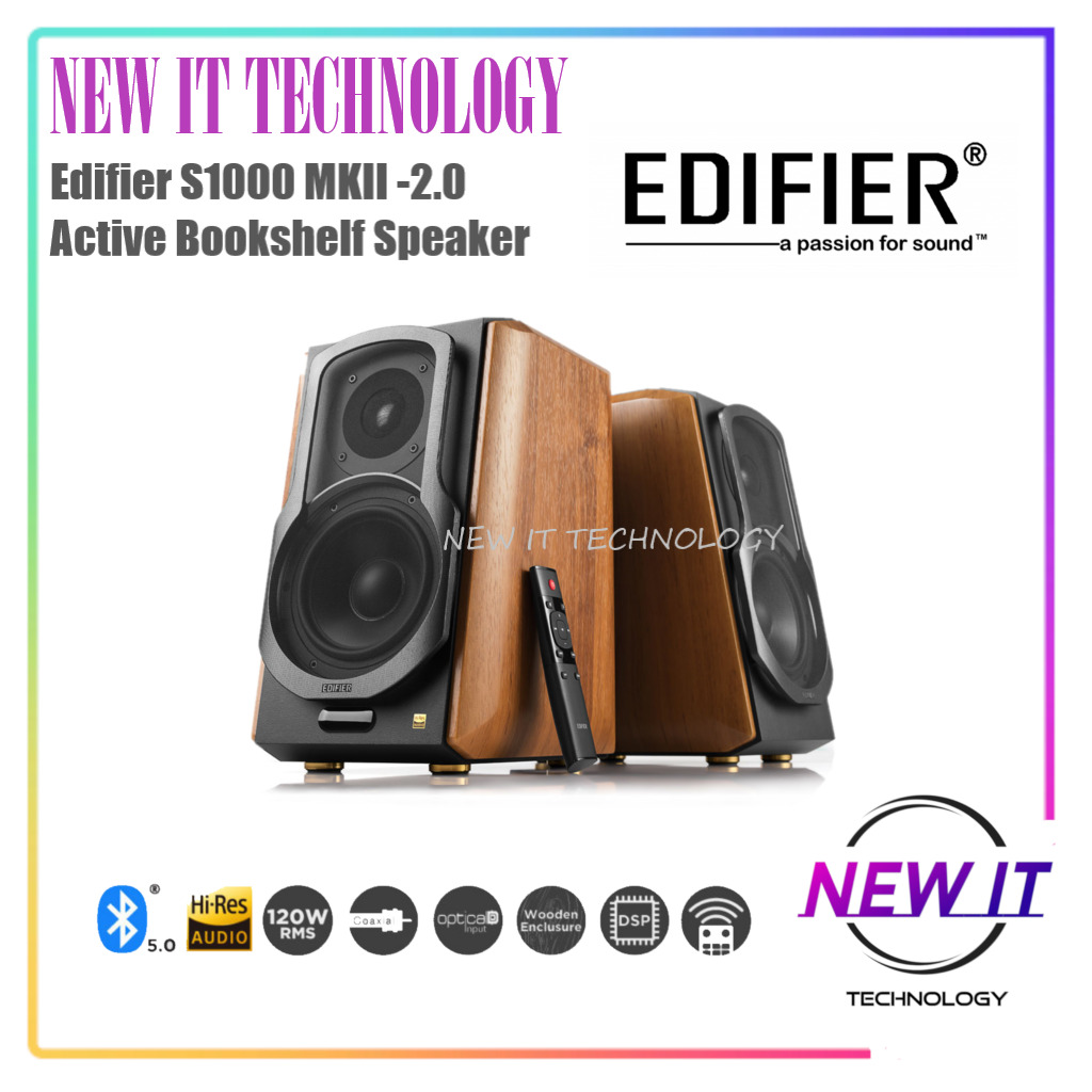 Edifier S1000 MKII S1000MKII -2.0 Active Bookshelf Speaker with Hi-Res ...