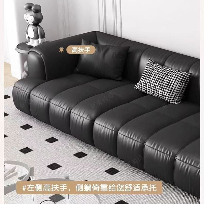 Faux Leather High resilience sponge Sofa Solid Wood Frame surface latex ...