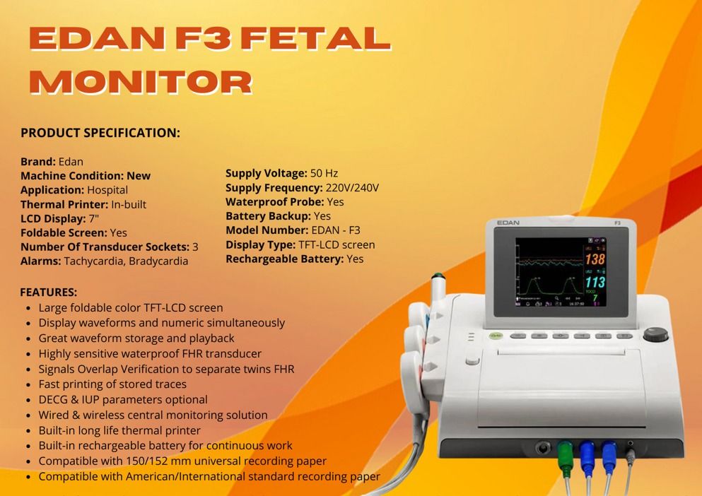 Fetal Monitor f3 Edan, Health & Nutrition, Medical Supplies & Tools on Carousell