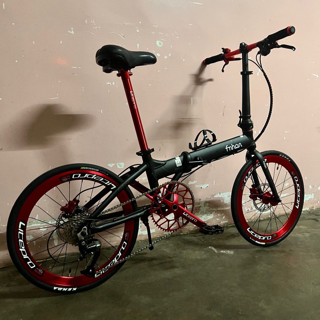 Fnhon blast Black red foldable bike Crius folding bicycle, Sports Equipment, Bicycles & Parts ...