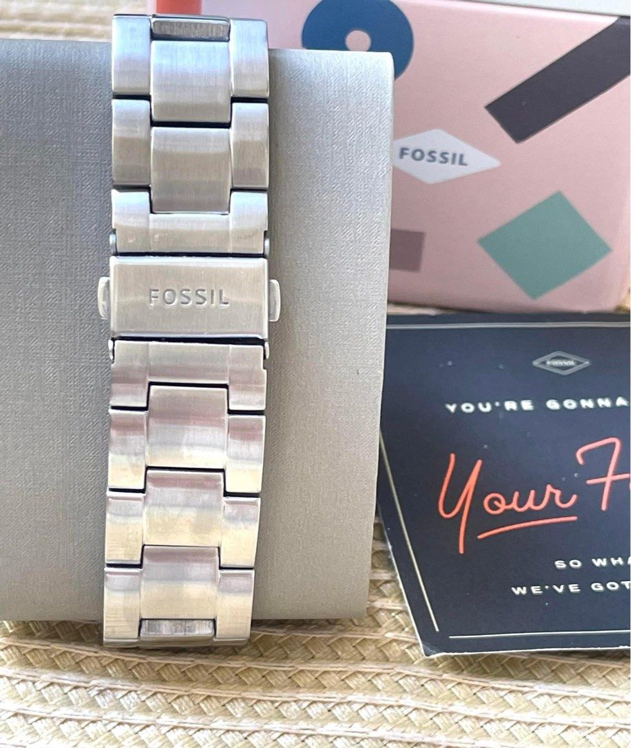 Fossil US Bannon Chronograph Silver-tone Stainless Steel Green dial Men ...