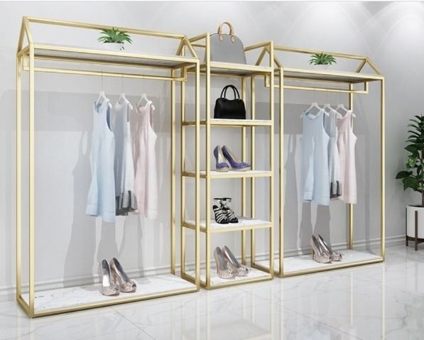 Gold Clothing Store Display Kedai Baju Emas Frame Men Women Floor ...