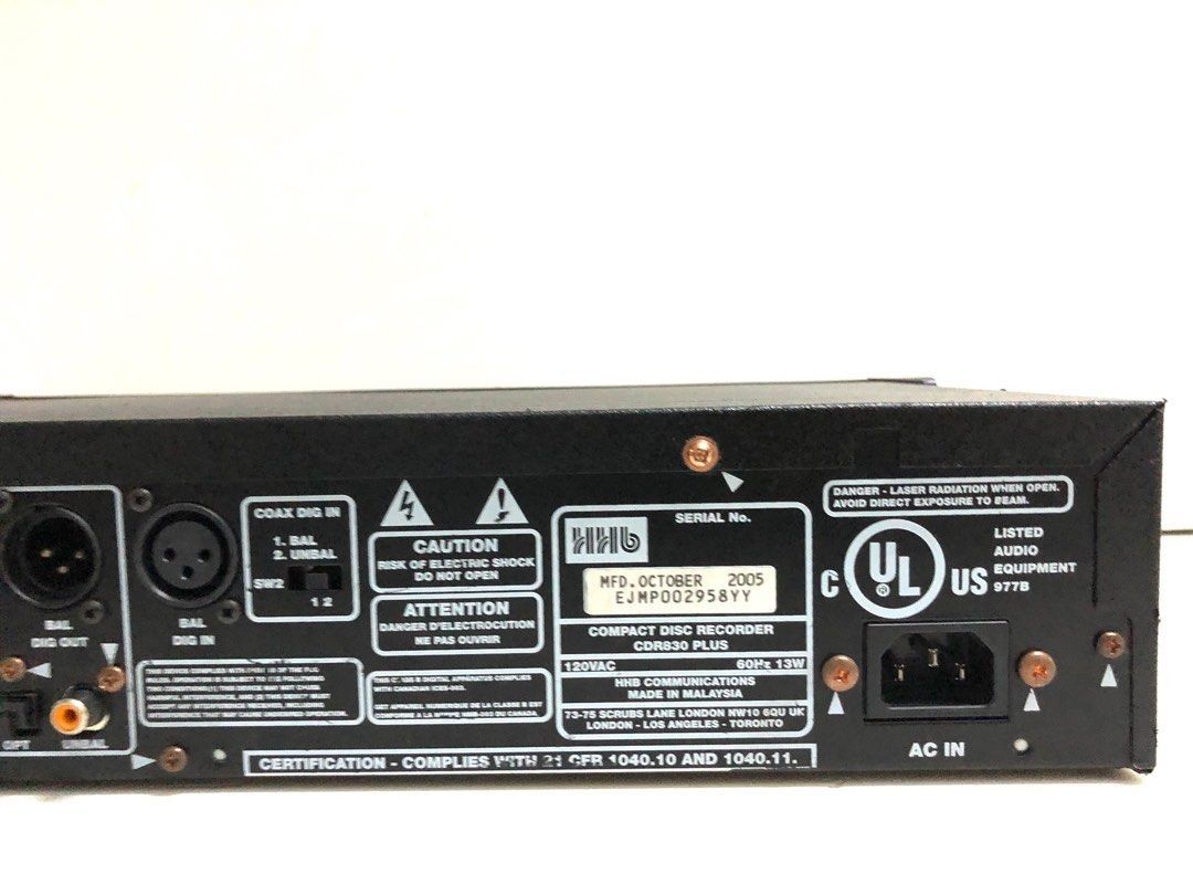 HHB Cdr-830 Plus Professional Master Burnit CD Recorder, 音響器材, 錄音機 ...
