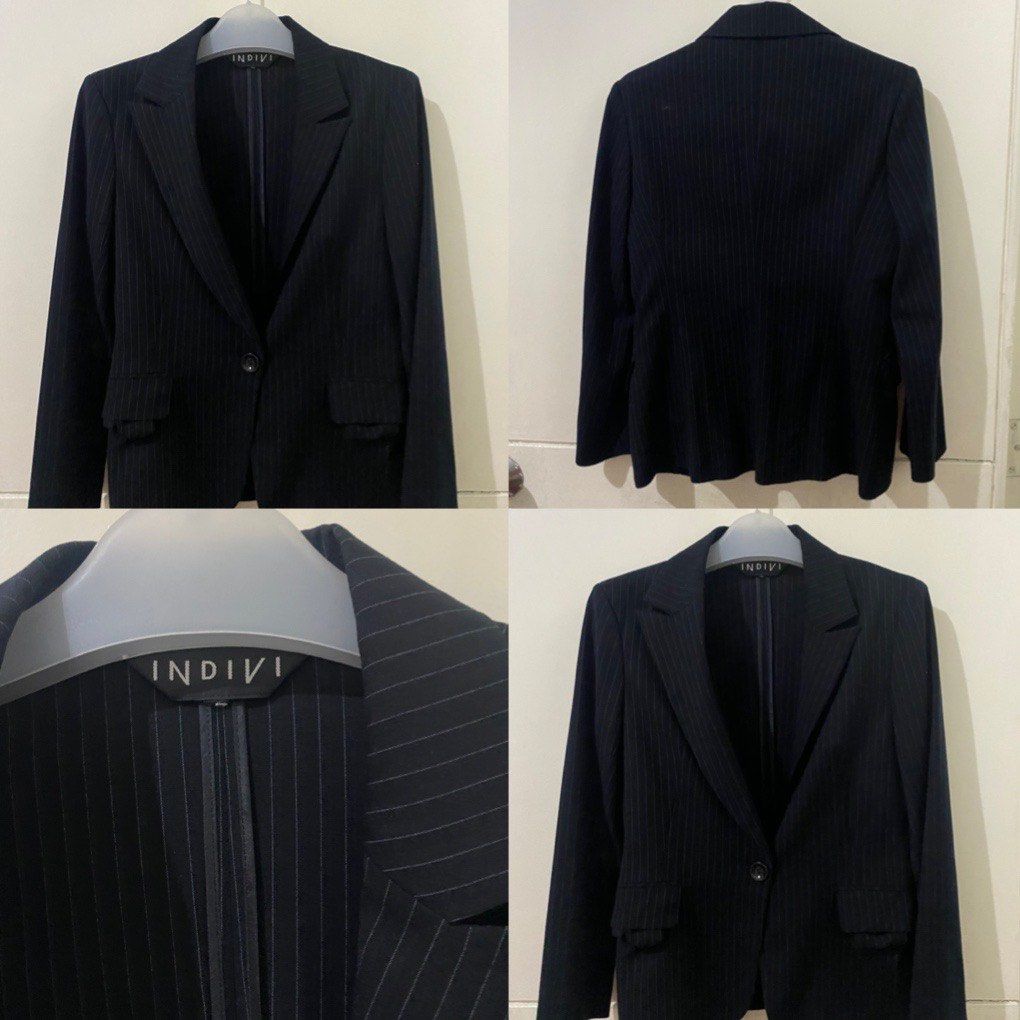 Indivi Pin Stripped Black Blazer - Office Wear / Business Casual, Women's Fashion, Coats ...