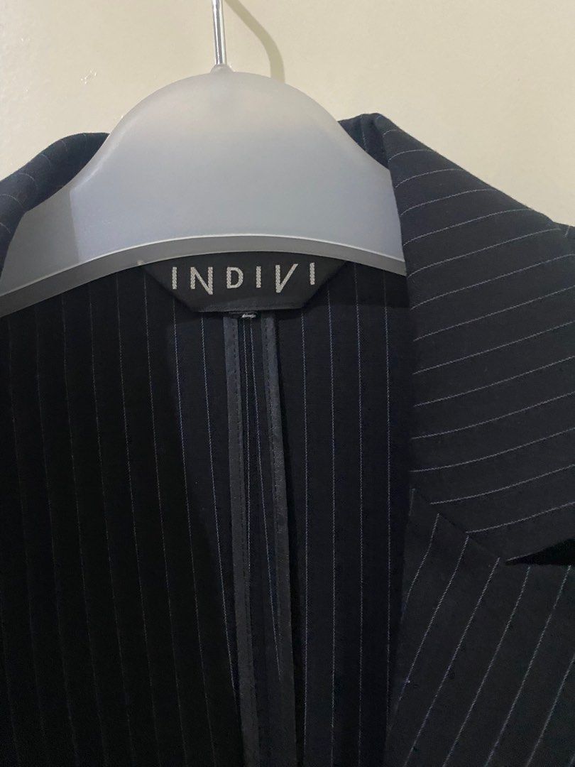 Indivi Pin Stripped Black Blazer - Office Wear / Business Casual, Women's Fashion, Coats ...