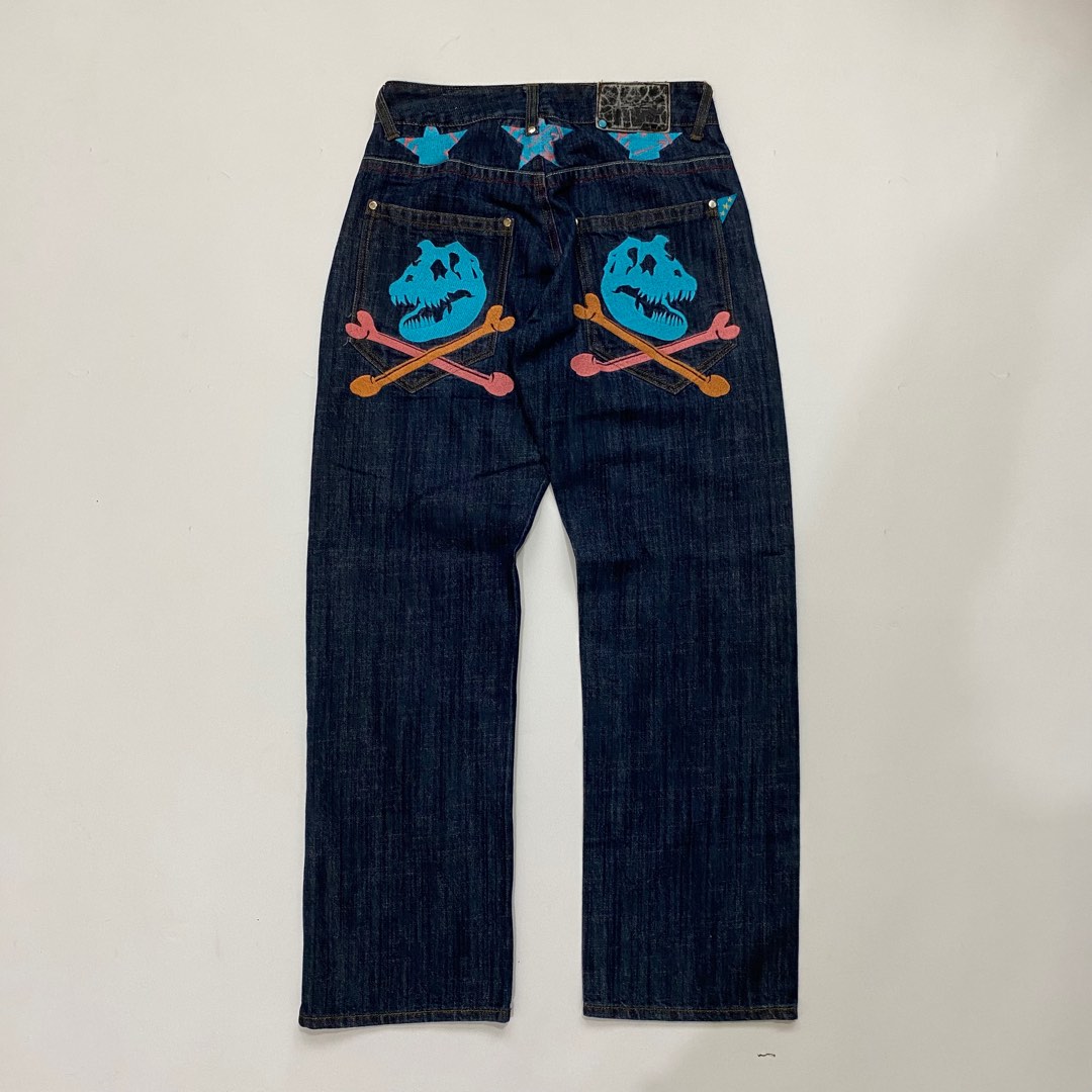 Japanese Style Shmack Raw Denim Embroidery Pants on Carousell