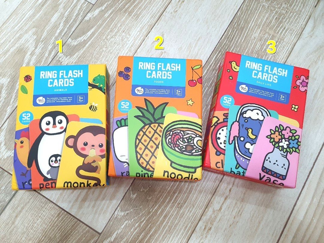 Jean Miro Ring Flash Cards (Animals, Food, Daily Life), Babies & Kids ...