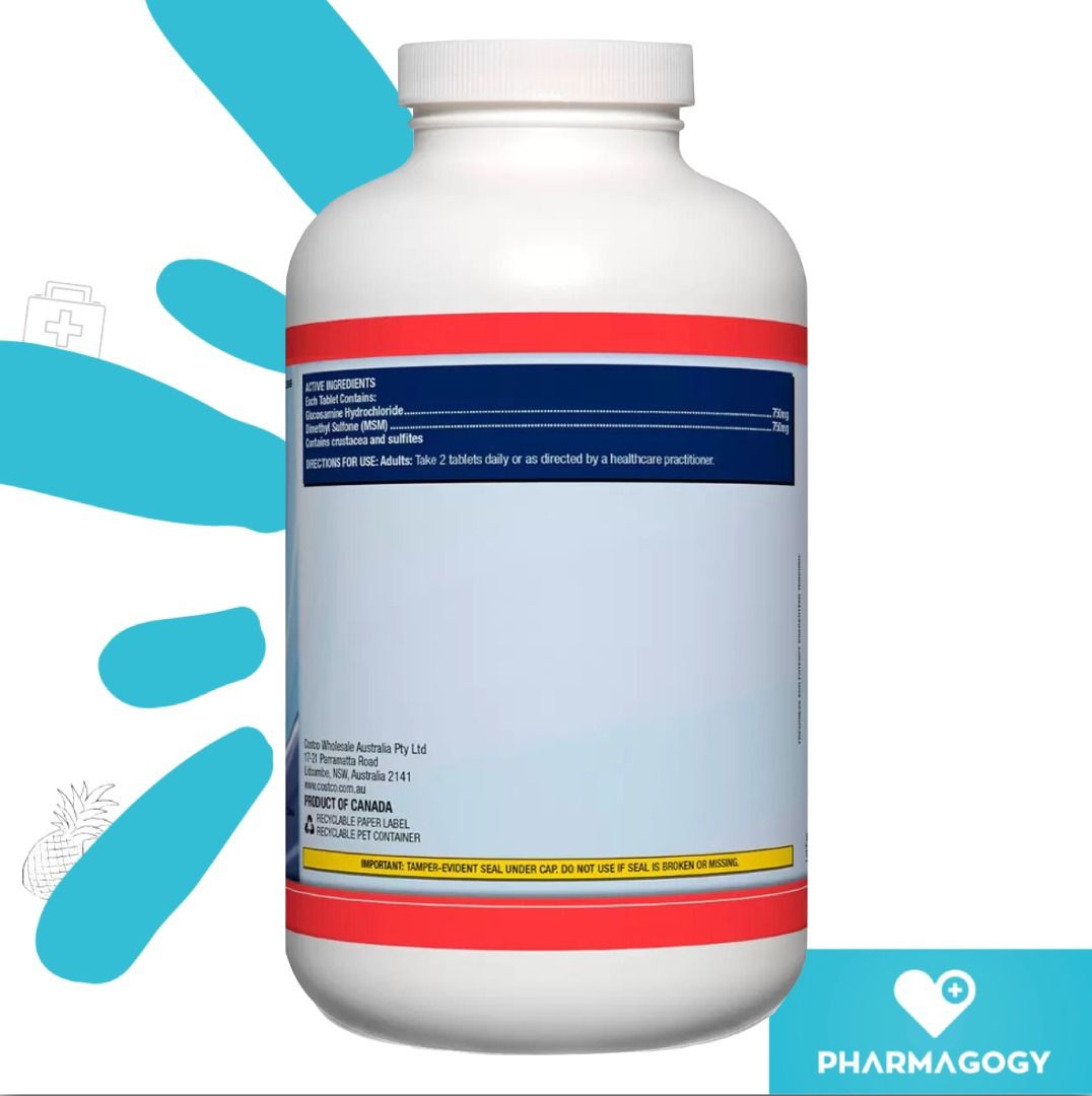 Kirkland Signature Glucosamine HCL 750mg with MSM 750mg 300 Tablets ...