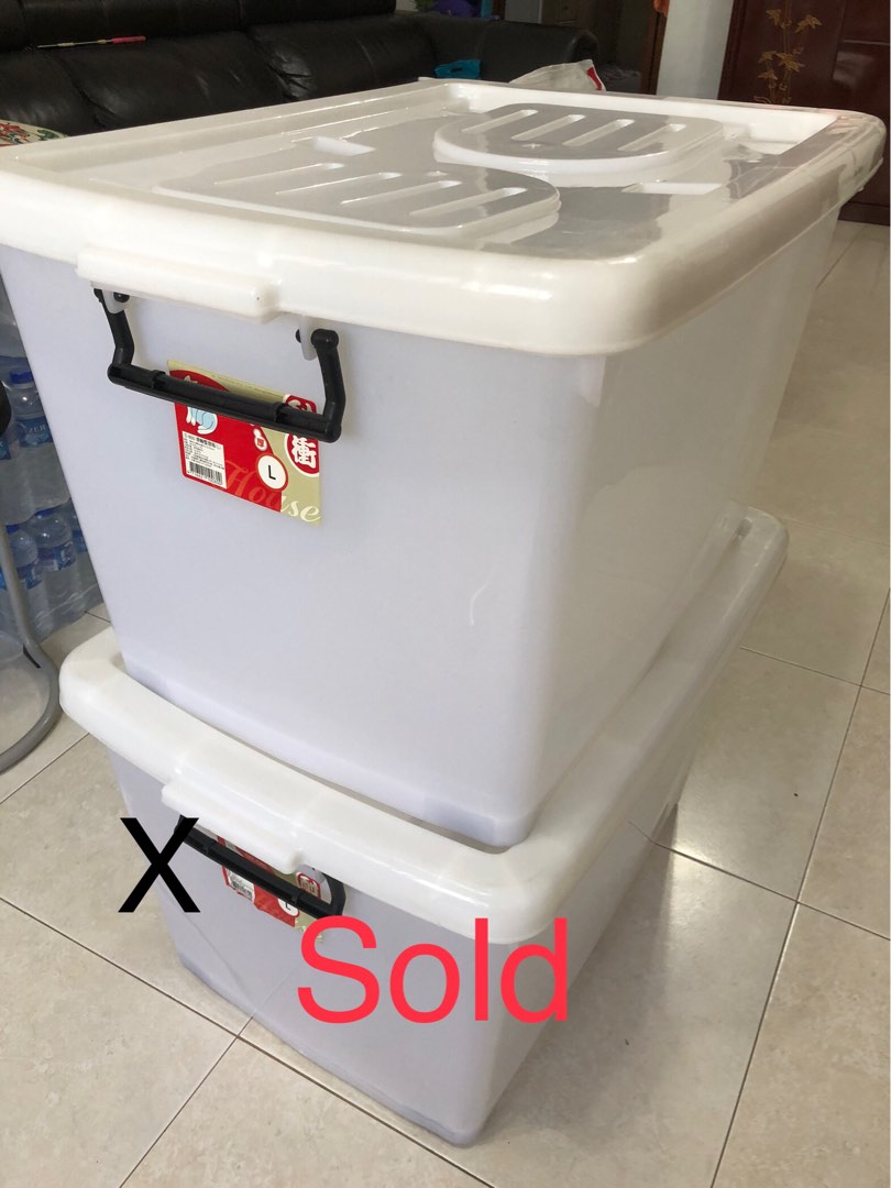 Large Plastic Storage Boxes ( with 6 wheels), Furniture & Home Living ...