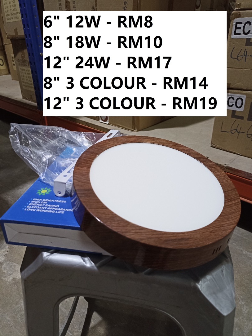 LED Dark Wooden Surface Light 6/8/12 inch, Furniture & Home Living ...