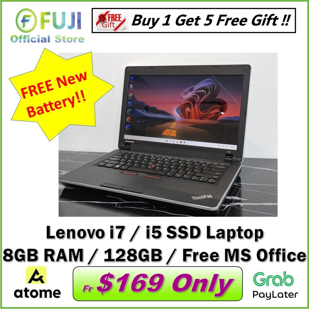 Lenovo 14 Inch i7 Laptop - 8GB RAM - 128GB SSD - Wins 11 + Free MS ...