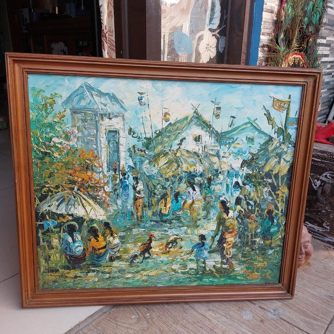 Likisan antik Bali karya pelukis Muklis, Antik, Pajangan di Carousell