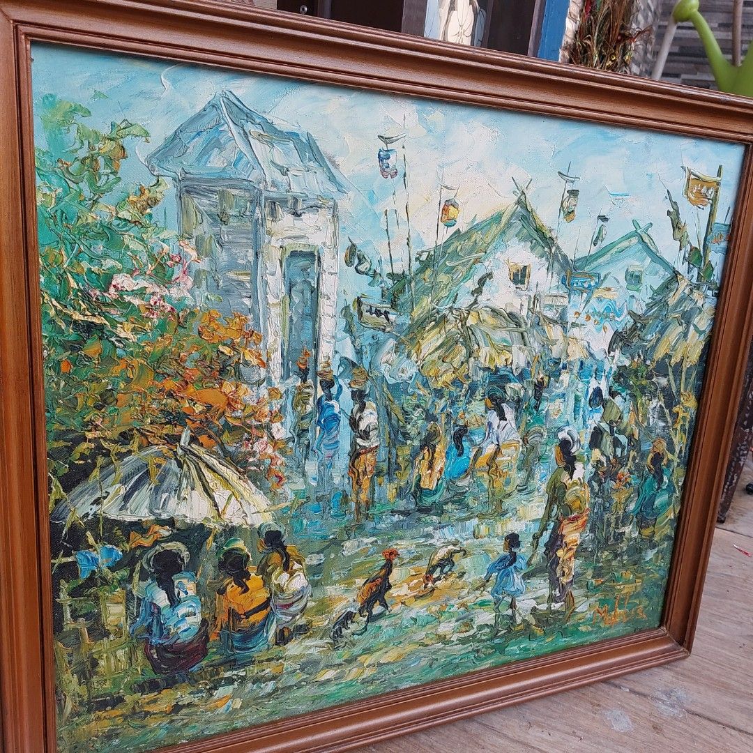 Likisan antik Bali karya pelukis Muklis, Antik, Pajangan di Carousell