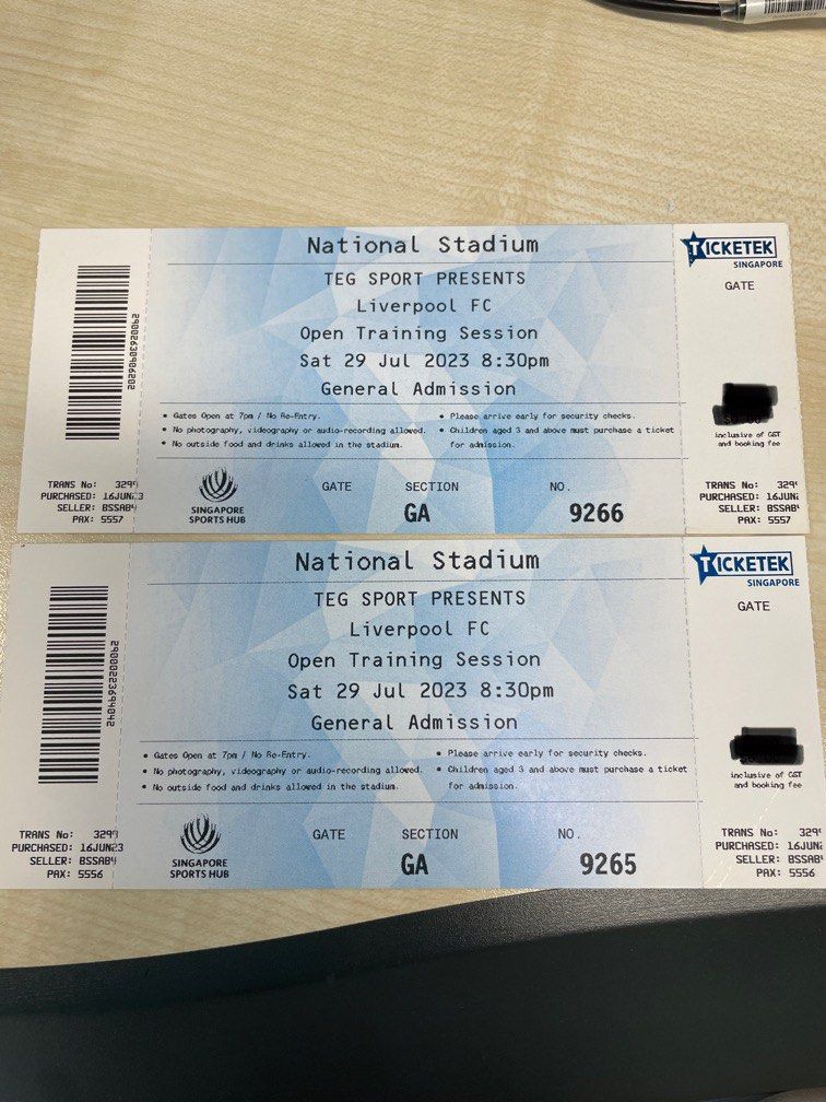Liverpool FC training ticket, Tickets & Vouchers, Event Tickets on Carousell
