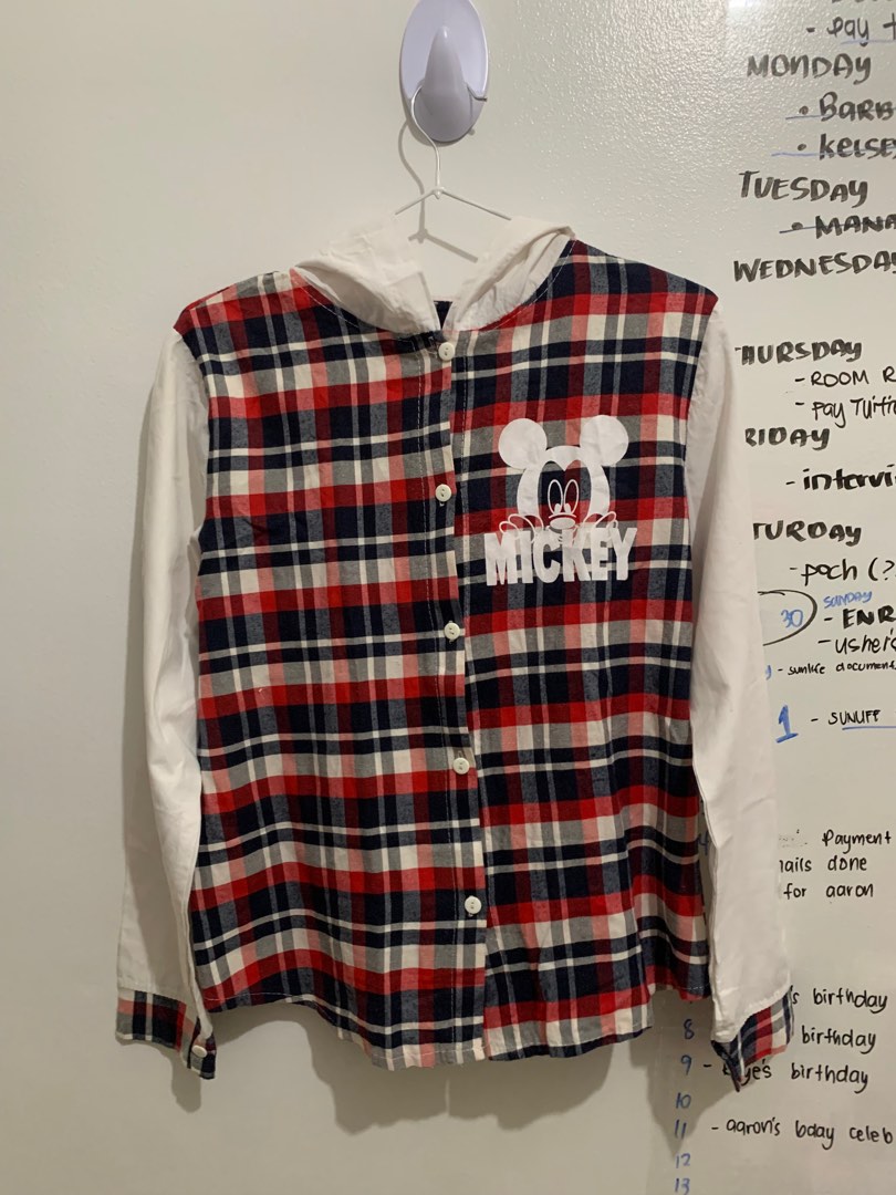 Mickey Mouse Plaid Jacket Hoodie Kids and Petite Teens on Carousell