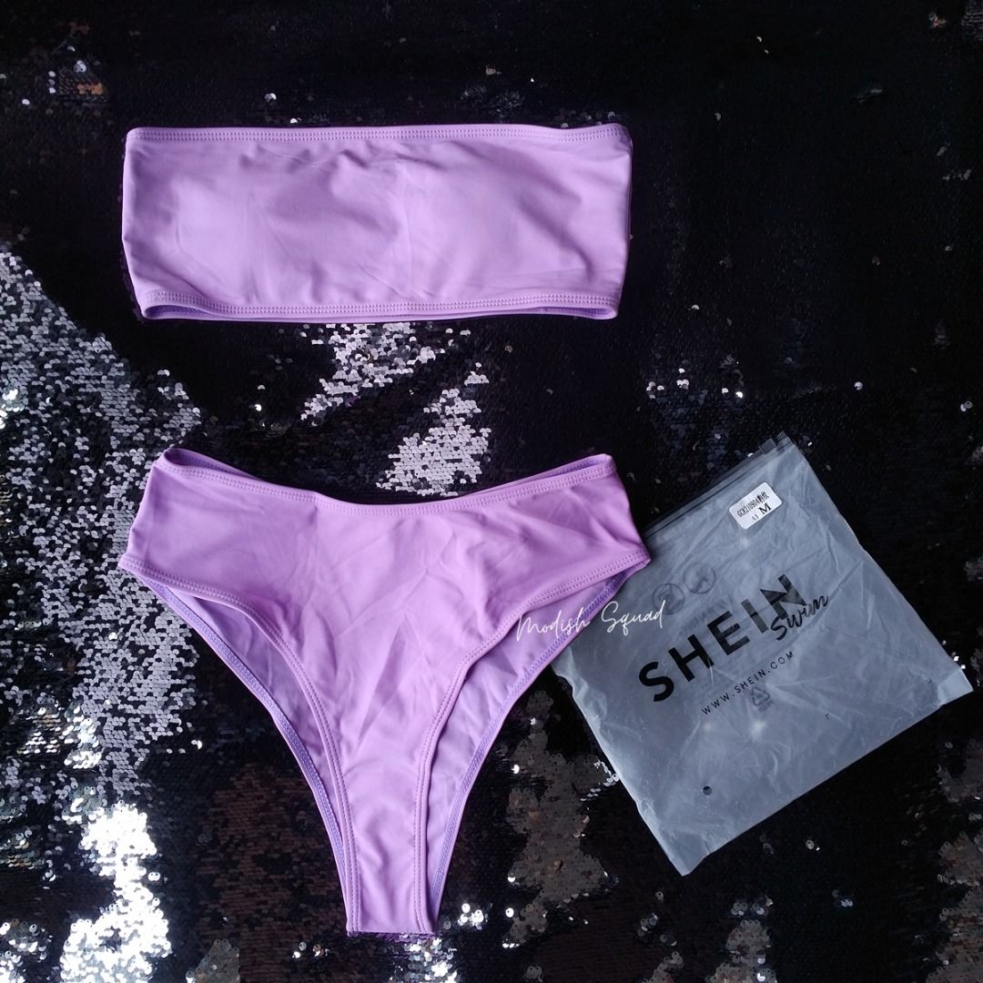 New Lilac Swimsuit Lilac Bikini Pastel Color Bandeau Tube Swimsuit Lavender Swimsuit Highwaist