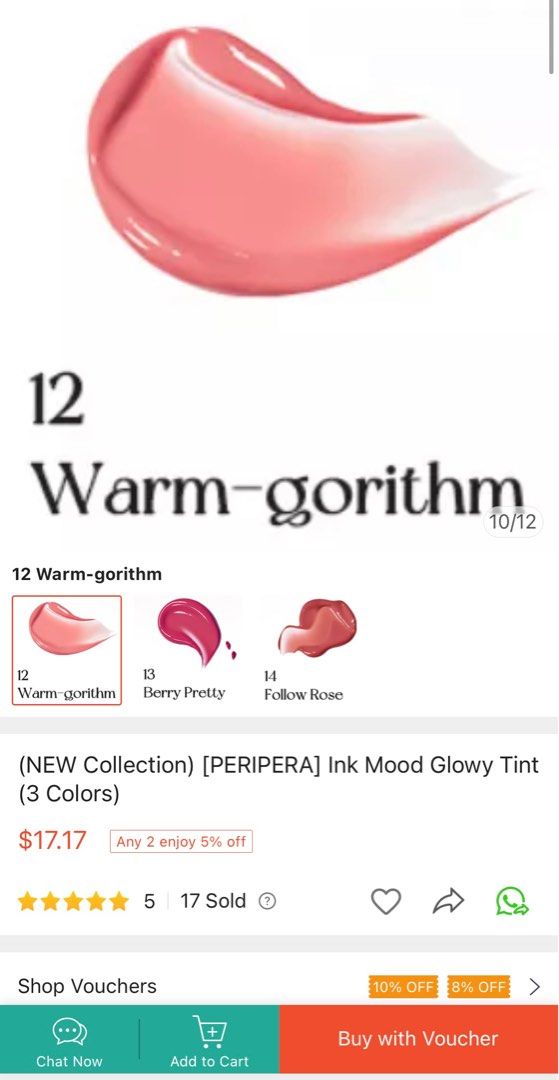Peri Pera Ink Mood Glowy Tint Shade #12 Warm Gorithm, Beauty & Personal ...