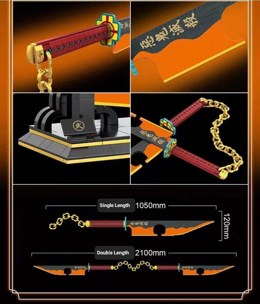 (PO) Demon Slayer Tengen Nichirin Brick Swords and Stand Set, Hobbies ...