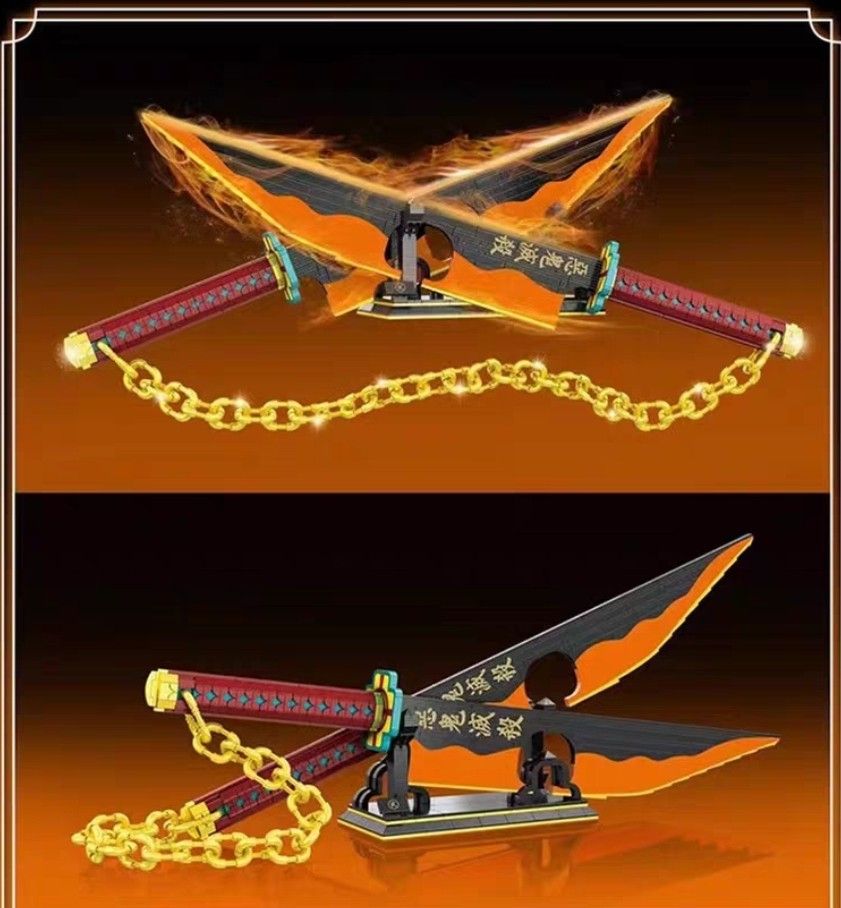 (PO) Demon Slayer Tengen Nichirin Brick Swords and Stand Set, Hobbies ...