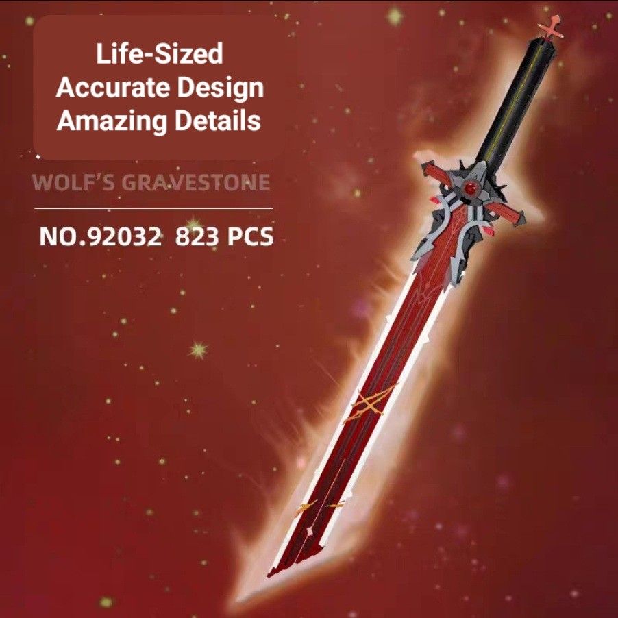 (PO) Genshin Impact Wolf's Gravestone Brick Sword and Stand Set ...