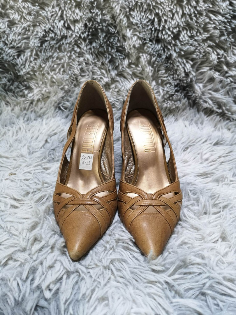 Pool Side Brown Leather Heels, Women's Fashion, Footwear, Heels on ...